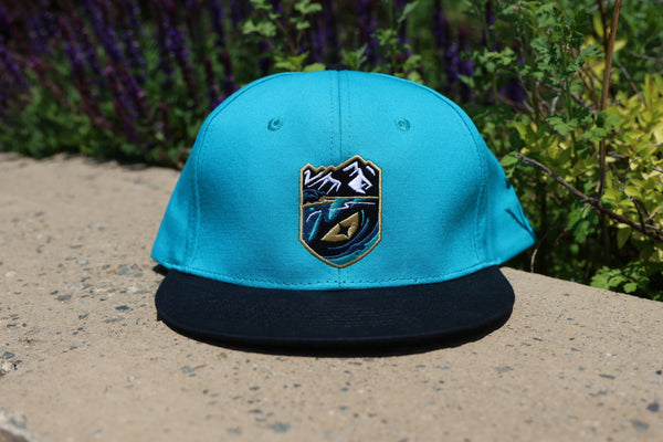 Tahoe Knight Monsters Core Shield Scene Logo Teal/Blk Flat Brim Hat